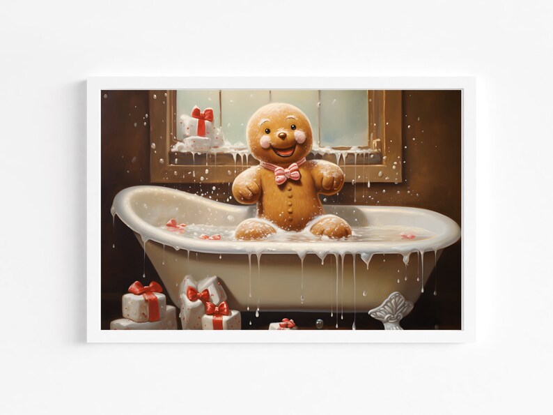 Gingerbread Man in Bathtub Print Gingerbread Man in Bathroom Bathroom ...