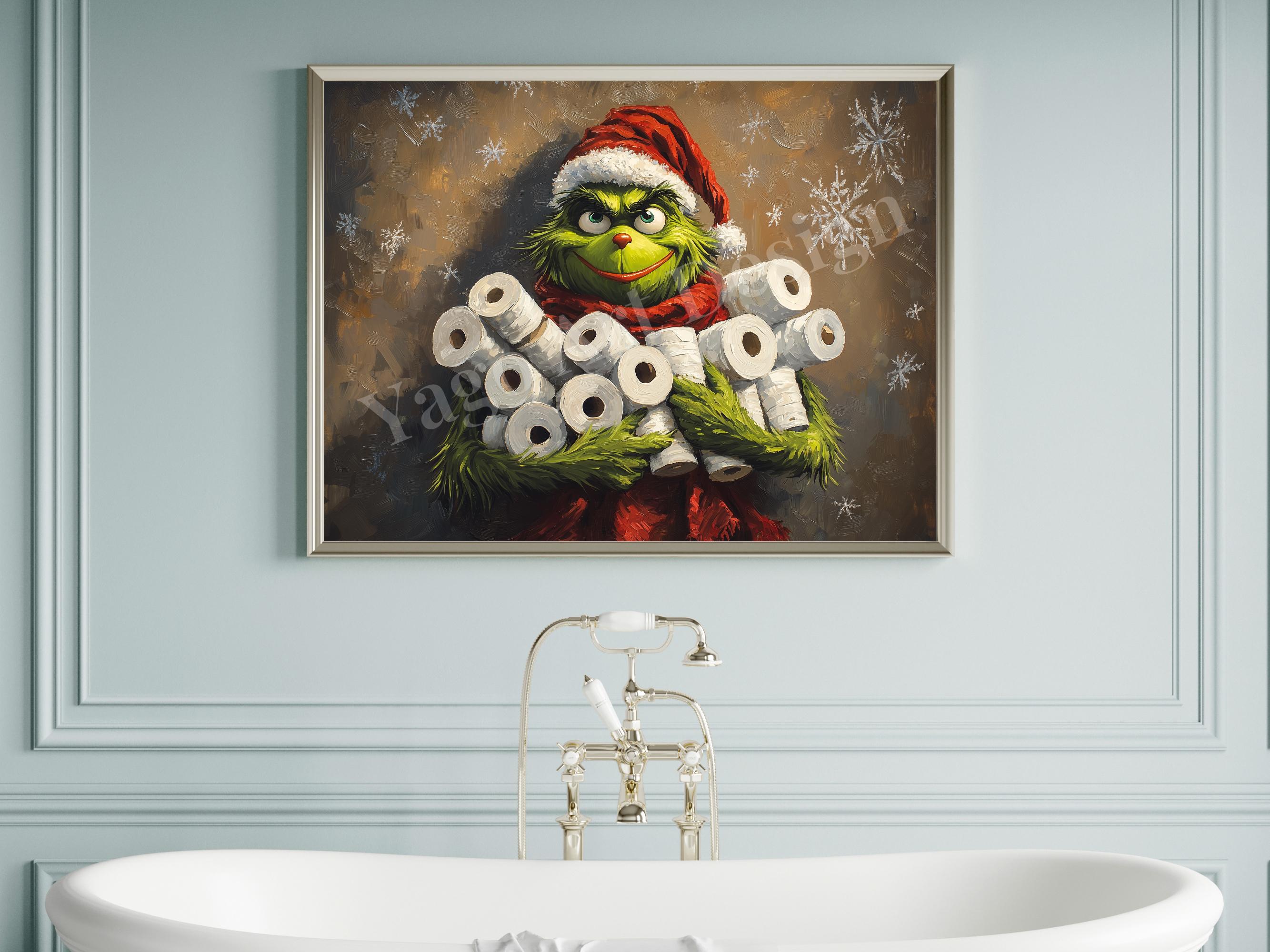 Grinch Christmas Bathroom Print: Funny Toilet Paper Art (digital ...