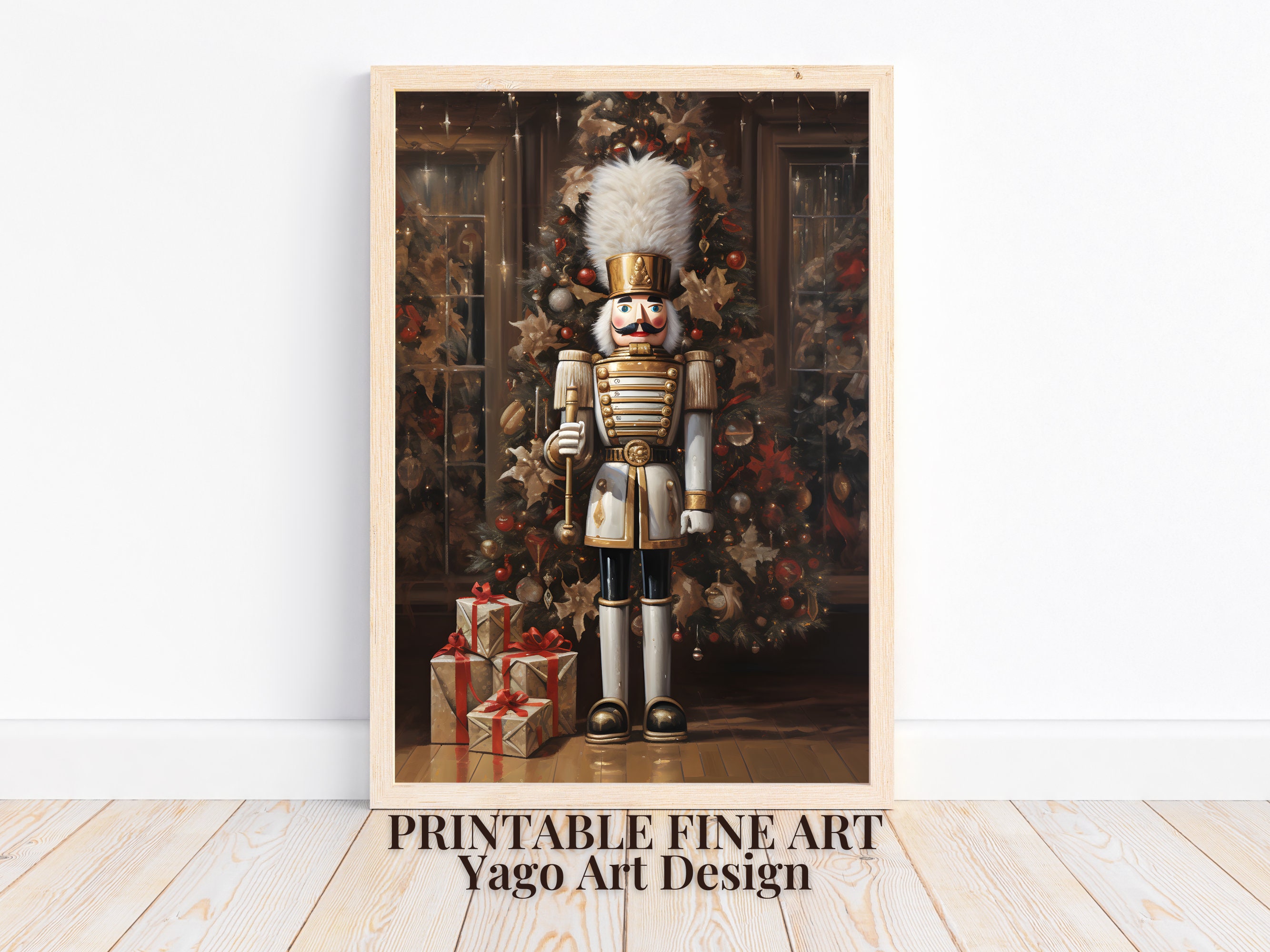 Nutcracker Printable Wall Art Christmas Home Decor Golden Nutcracker ...
