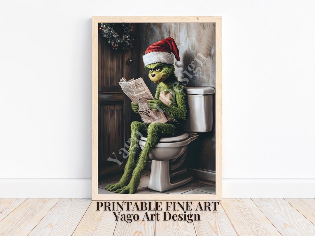 Funny Grinch Bathroom Art Print: Christmas Toilet Poster (digital ...