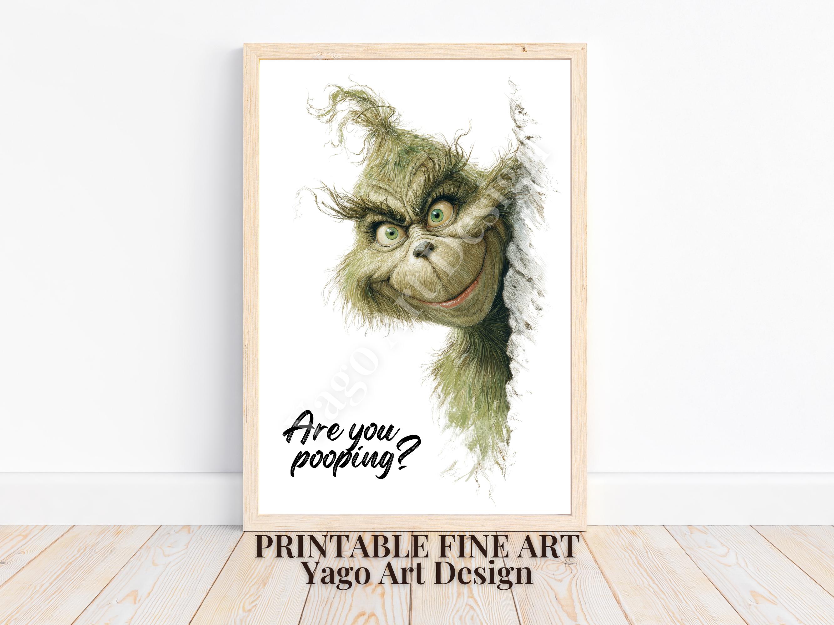 Funny Grinch Bathroom Art: "are You Pooping?" Minimalist Toilet Humor ...