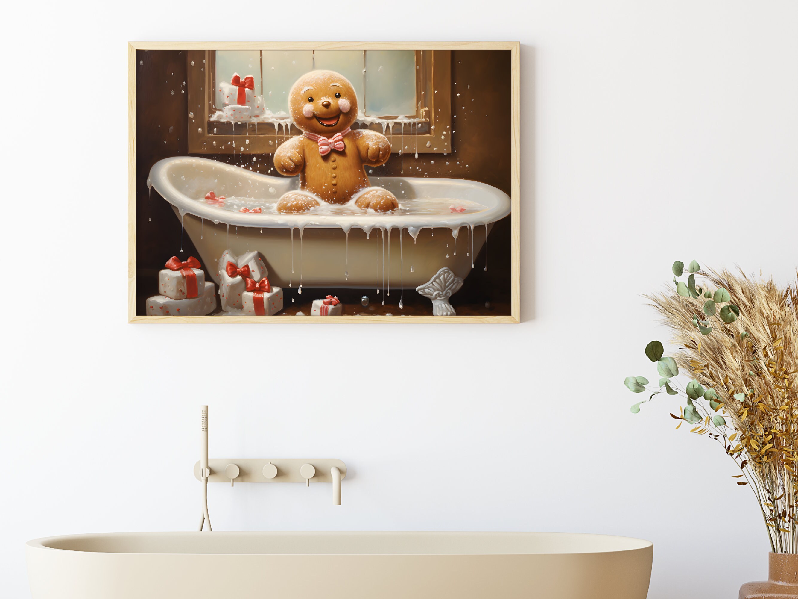Gingerbread Man in Bathtub Print Gingerbread Man in Bathroom Bathroom ...