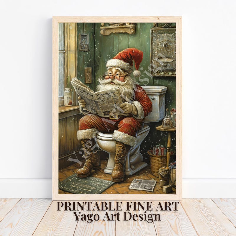 Santa on Toilet - Etsy