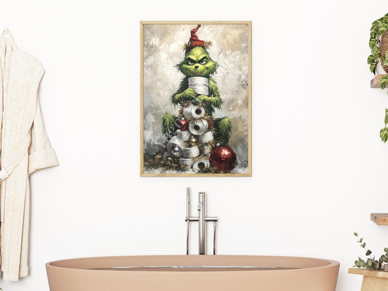 Grinch's TP Christmas Tree Art Print: Funny Bathroom Decor (digital ...