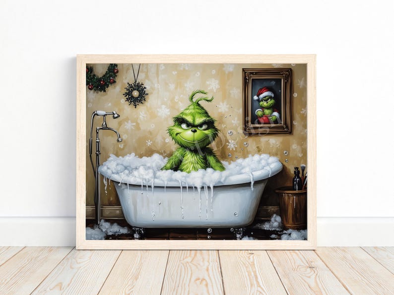Funny Grinch Bathroom Art Prints: Christmas Gallery Wall Set (digital ...