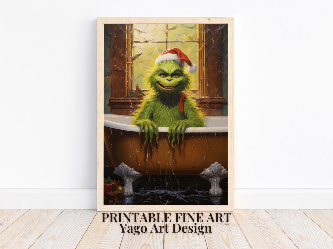 Christmas Grinch in Bathtub Digital Print Grinch in Bathroom Grinch ...