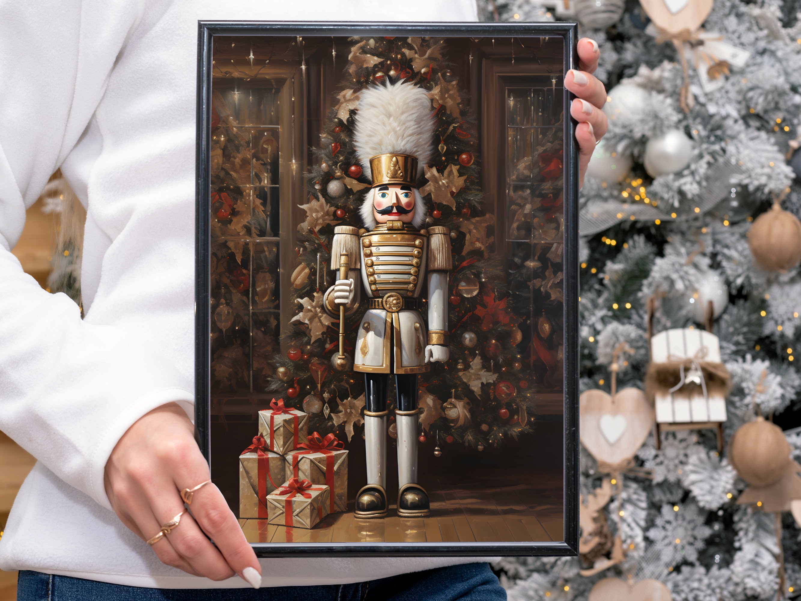 Nutcracker Printable Wall Art Christmas Home Decor Golden Nutcracker ...