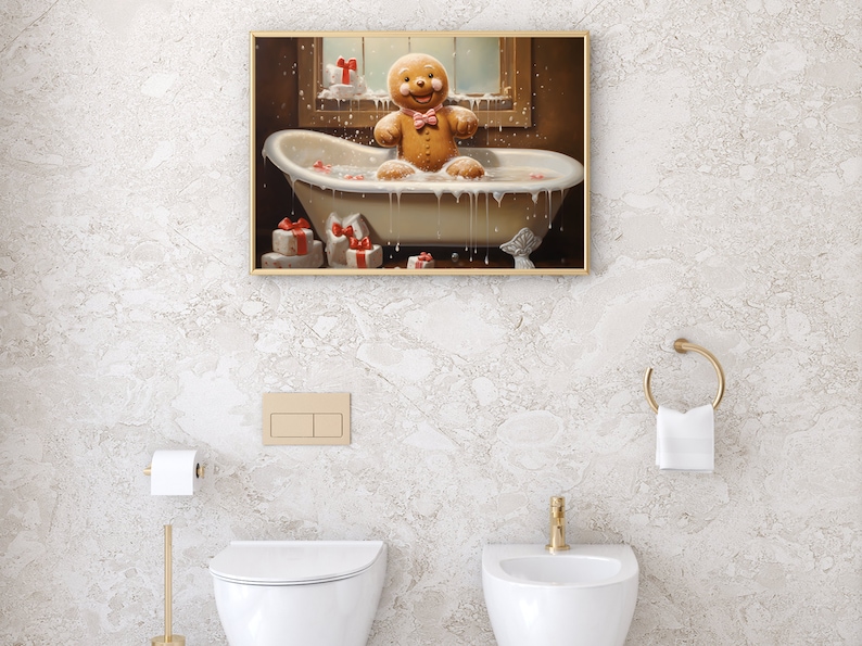 Gingerbread Man in Bathtub Print Gingerbread Man in Bathroom Bathroom ...
