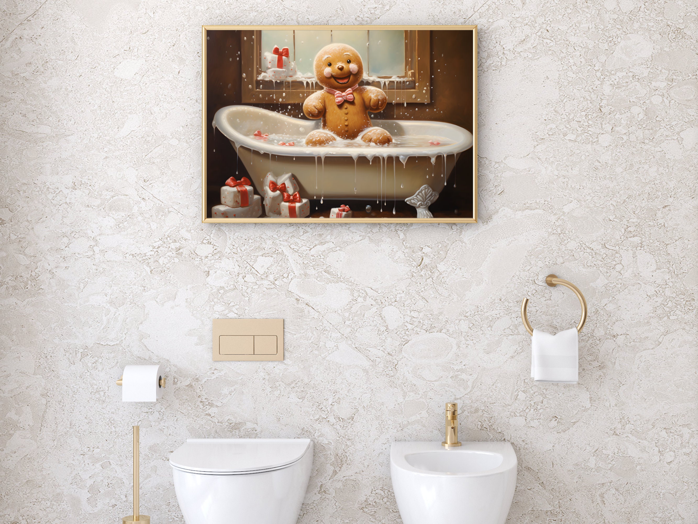 Gingerbread Man in Bathtub Print Gingerbread Man in Bathroom Bathroom ...