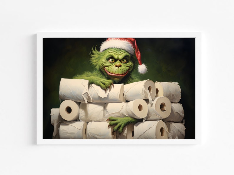 Grinch Bathroom Print Funny Poster Wall Art Xmas Holiday Wall Decor ...
