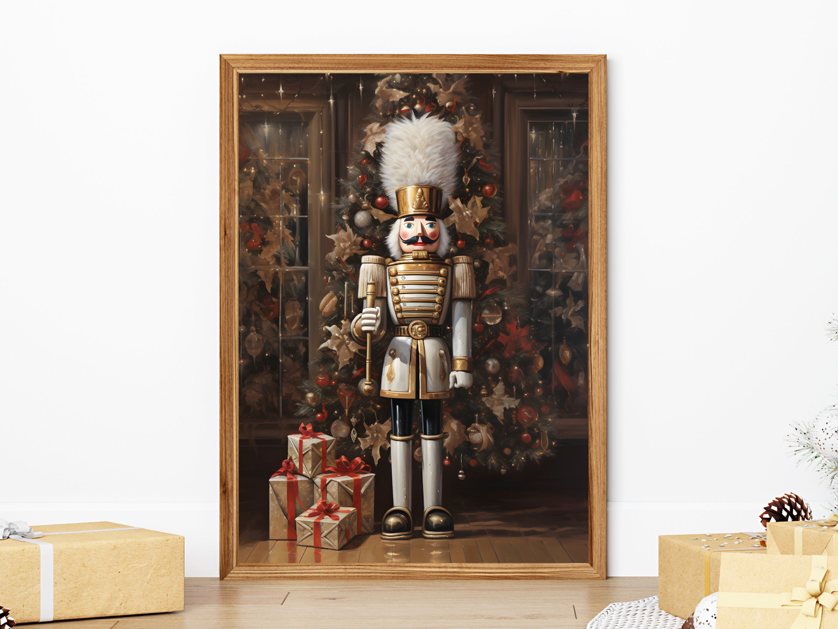 Nutcracker Printable Wall Art Christmas Home Decor Golden Nutcracker ...