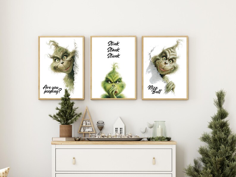 Funny Grinch Bathroom Art: "are You Pooping?" Minimalist Toilet Humor ...
