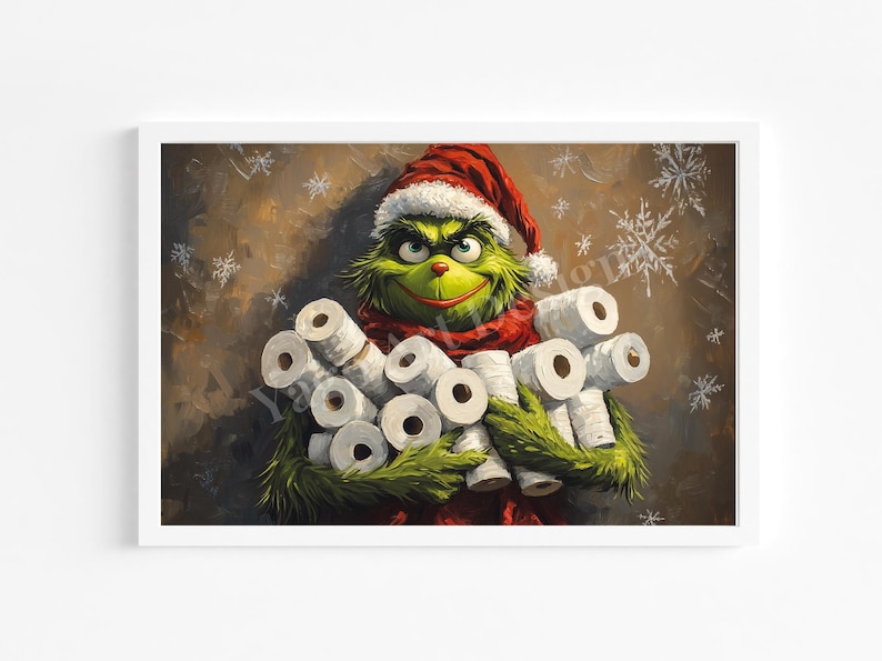 Grinch Christmas Bathroom Print: Funny Toilet Paper Art (digital ...