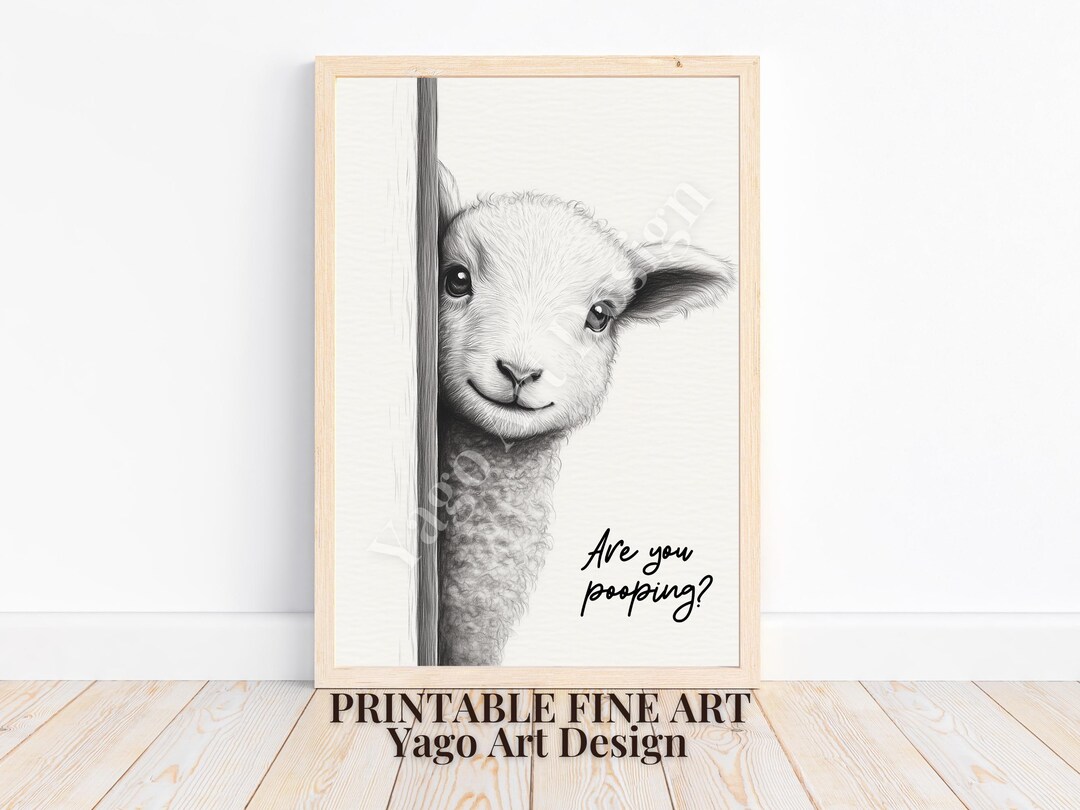 Funny Lamb Bathroom "are You Pooping" Art, Minimalist Bathroom Decor ...