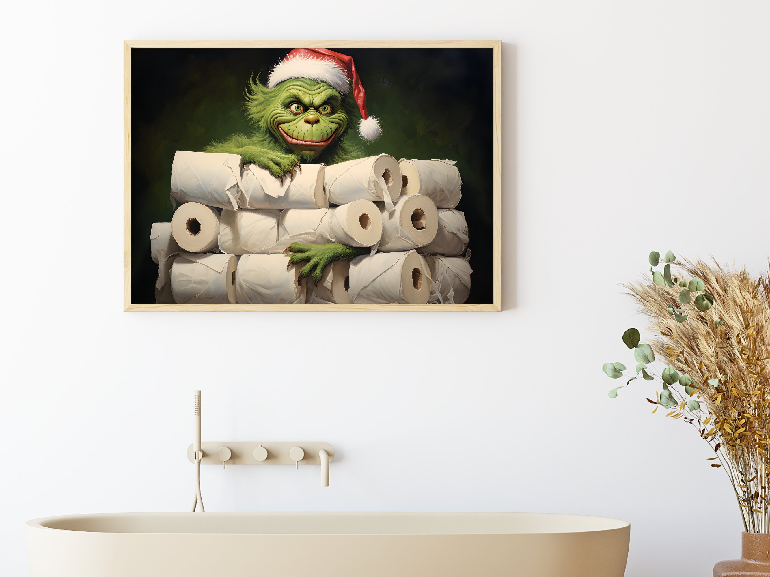 Grinch Bathroom Print Funny Poster Wall Art Xmas Holiday Wall Decor ...