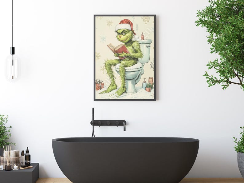 Funny Grinch Christmas Toilet Art Print (digital Download) - Etsy