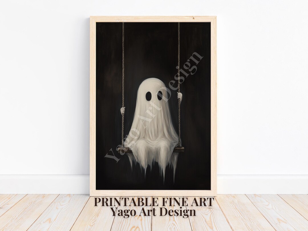 Ghost Art - "on a Swing" | Cute Ghost Wall Art Print, Ghost Printable ...