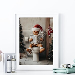 Gingerbread Man Bathroom Art Print: Funny Christmas Decor (digital ...