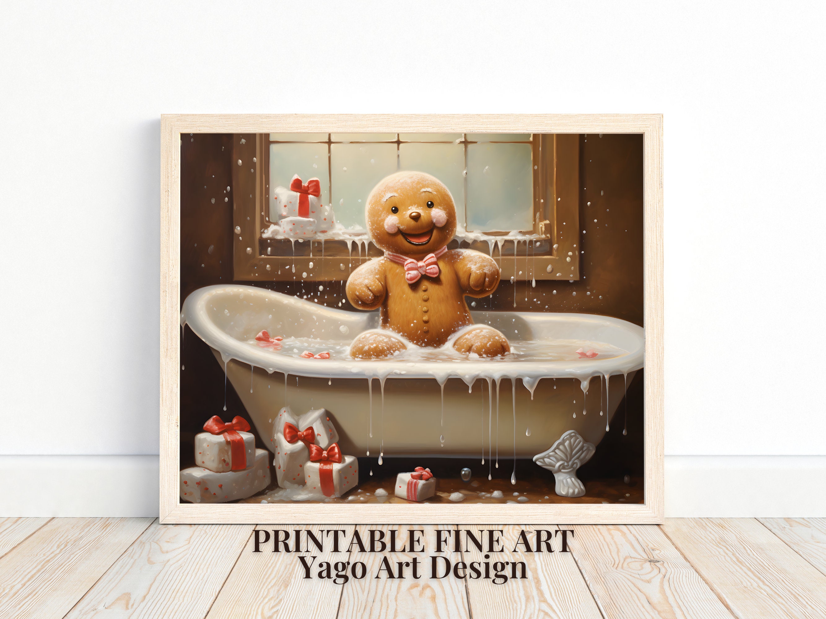 Gingerbread Man in Bathtub Print Gingerbread Man in Bathroom Bathroom ...