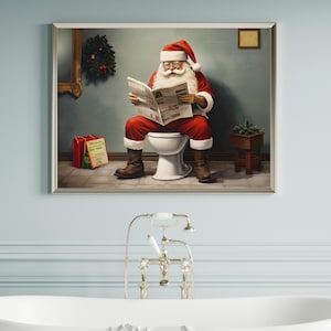Santa Sitting on the Toilet Reading a Newspaper Funny - Etsy