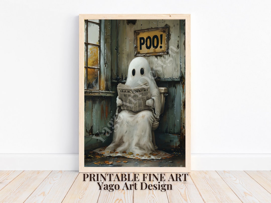 Ghost Boo Poo Poster Ghost on Toilet Ghost in Bathroom Dark Academia ...