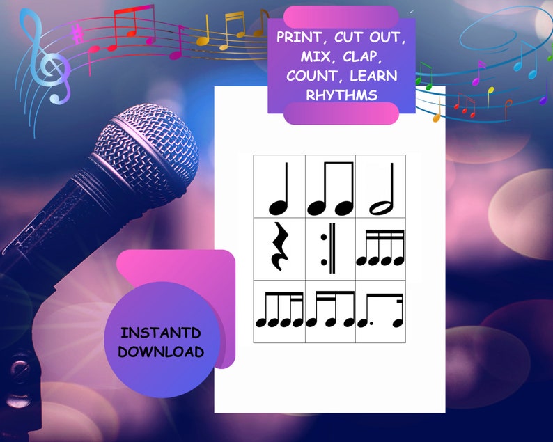 Rhythm Cards Printable Material for Music Students Mix - Etsy