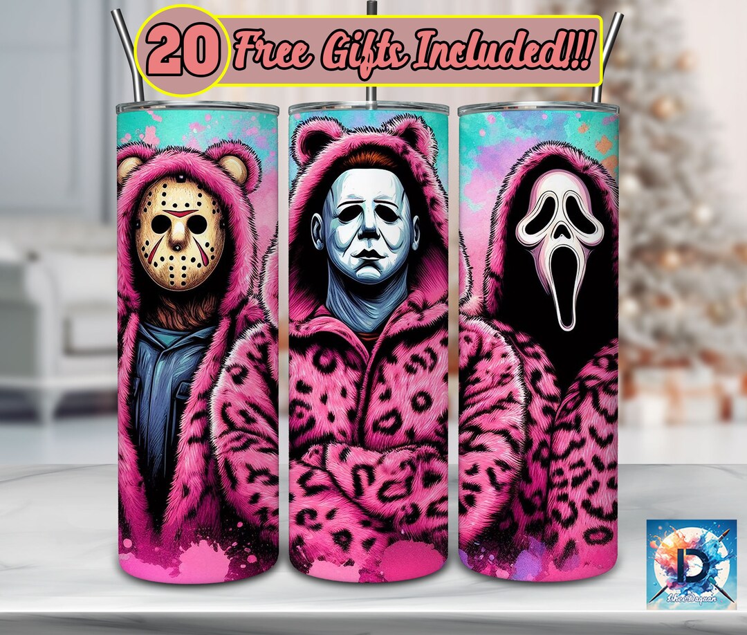 Horror Leopard Pink Tumbler Wrap, 20oz Skinny Tumbler Sublimation Wrap ...