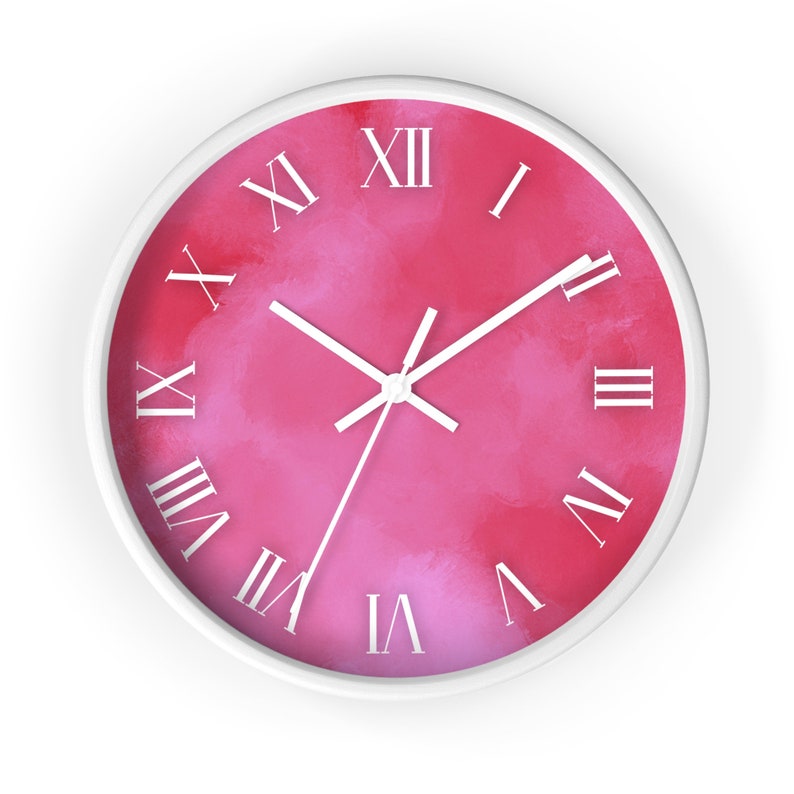 Hot Pink Wall Clock: Preppy Room Art for Teen Girls Trendy Apartment ...
