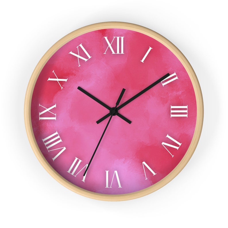 Hot Pink Wall Clock: Preppy Room Art for Teen Girls Trendy Apartment ...