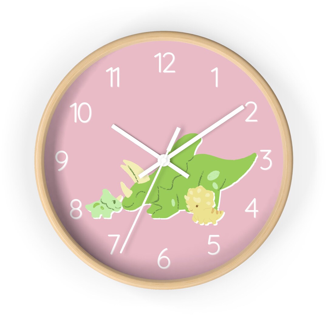 Triceratops Dino Clock, Kids Dinosaur Clock, Siblings Birthday Dinosaur ...