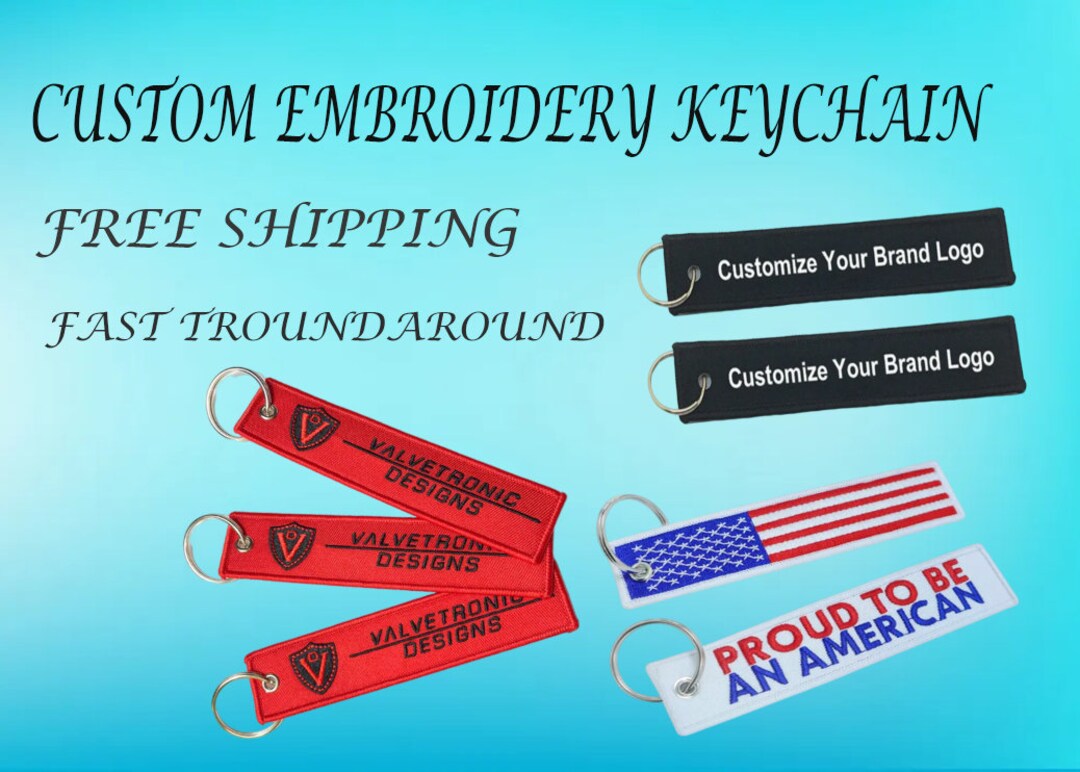 Custom Flight Keychain, Custom Embroidery Tags, Embroidery Keychains ...
