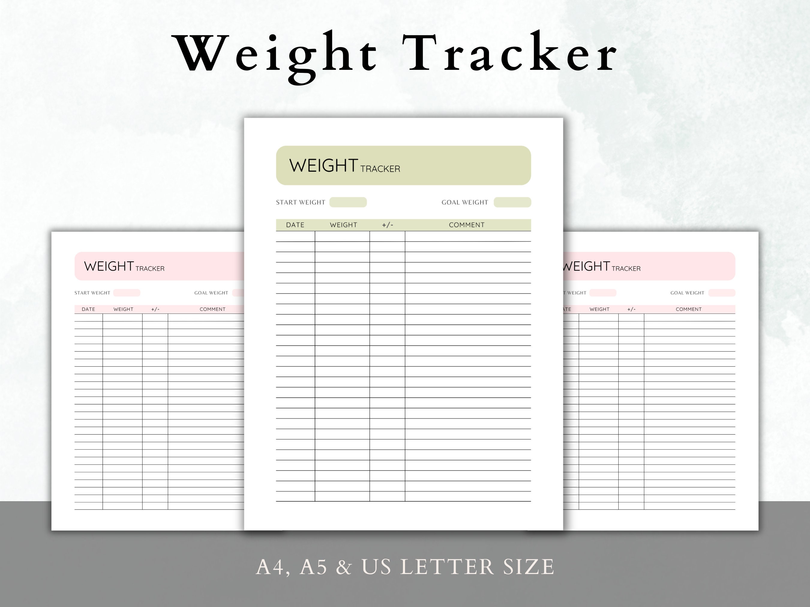 Minimalist Weight Tracker Printable, Weight Log Template, Weight Loss ...
