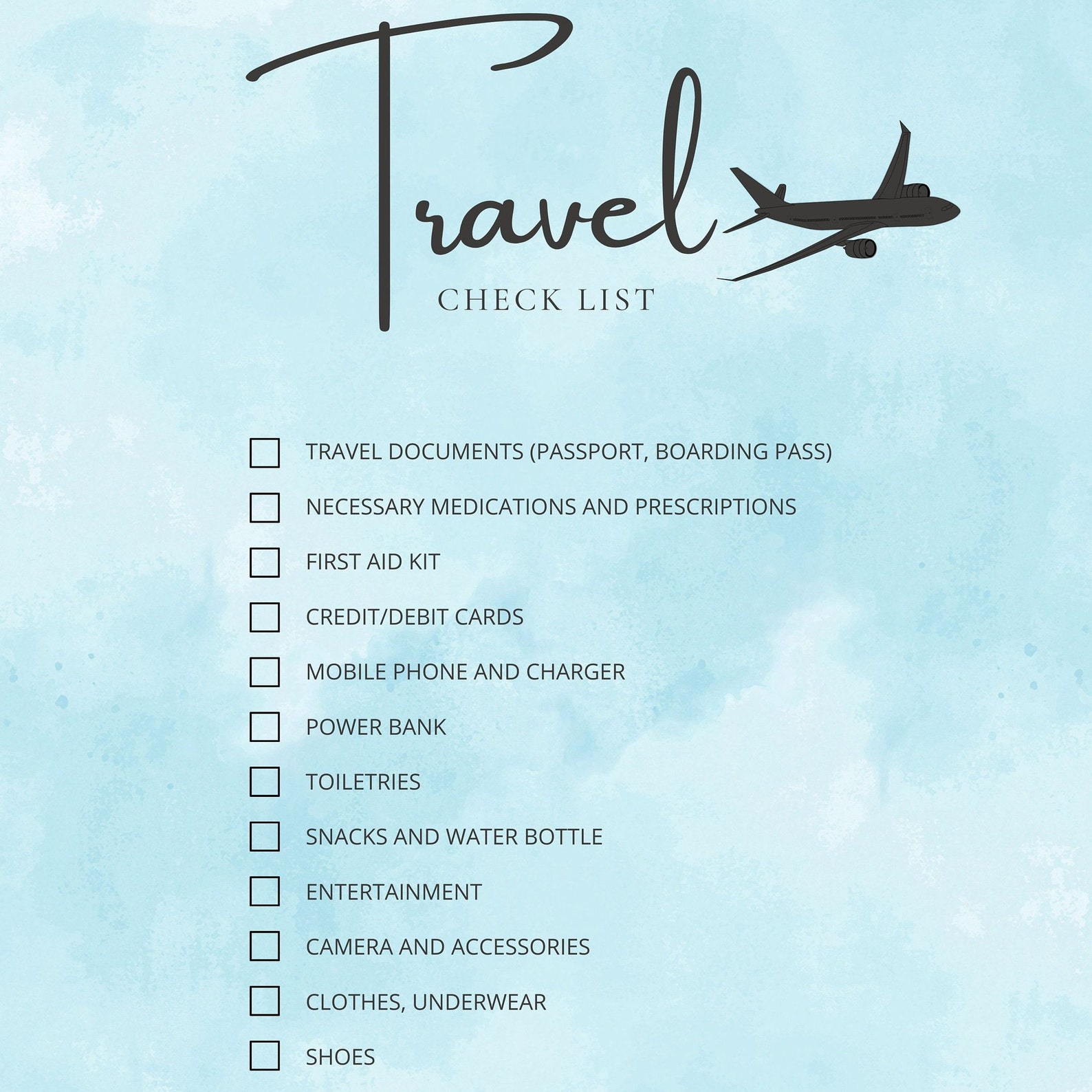 Printable Travel Checklist | Canva Template - Editable Template ...
