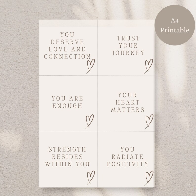 Printable Affirmation Cards for Mental Health - Set of 30 Short and ...