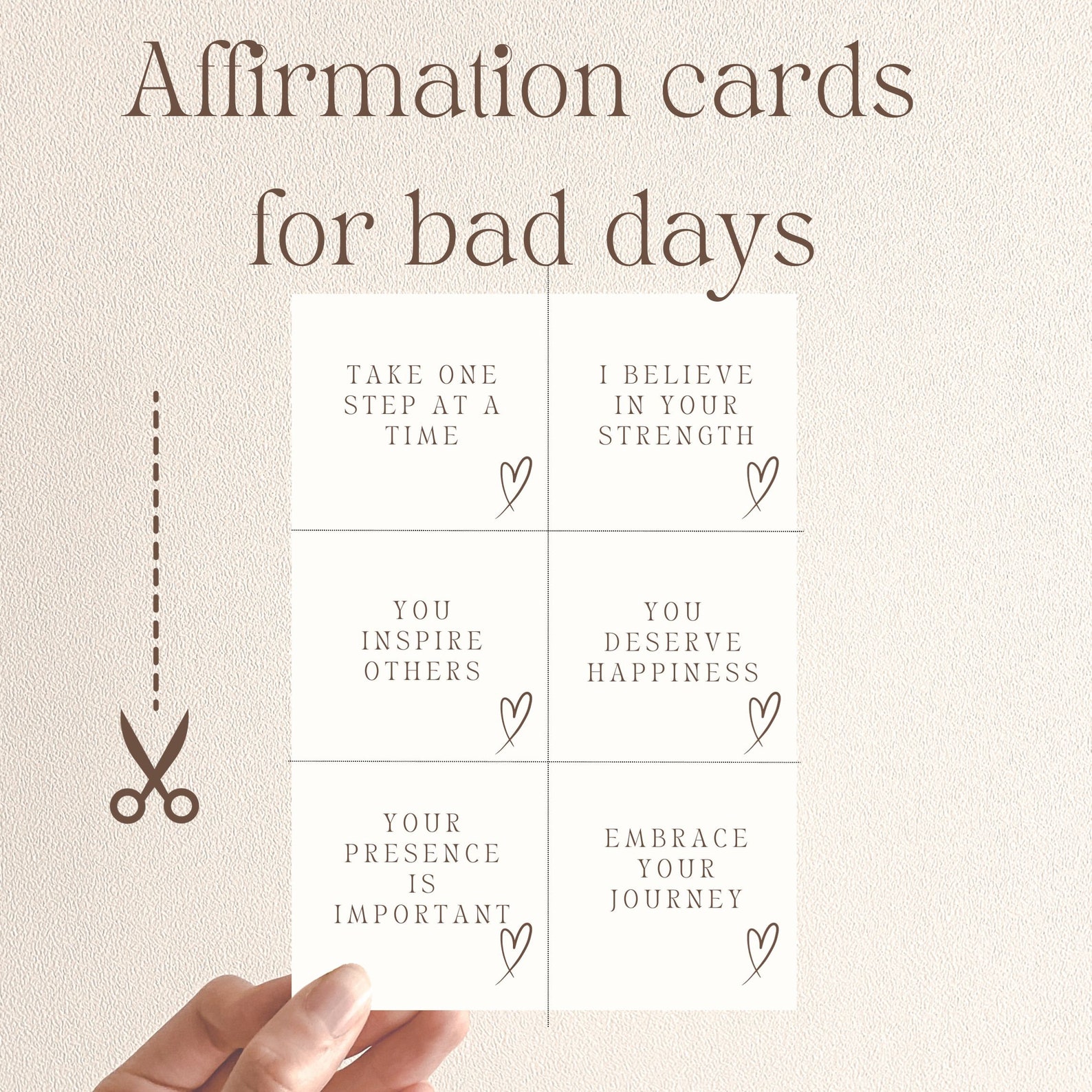 Printable Affirmation Cards for Mental Health - Set of 30 Short and ...