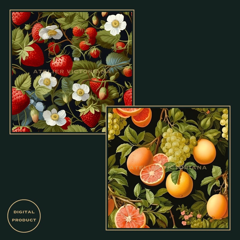 Fruits Digital Paper Pack, Seamless Patterns for Decoupage Papers and ...