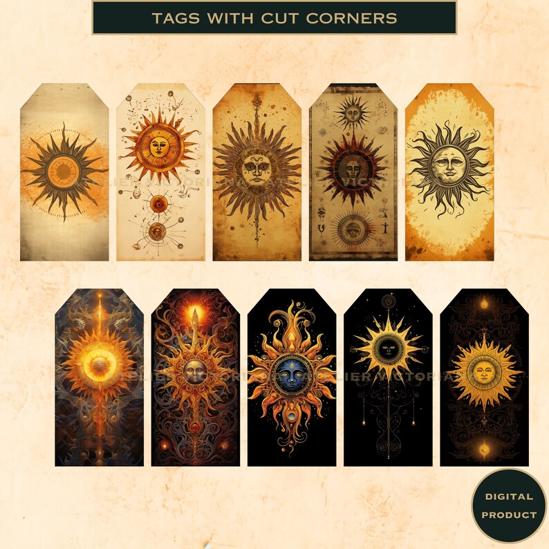 Sun Tags Ephemera Pack Printable Stationery Tags for Witchy - Etsy