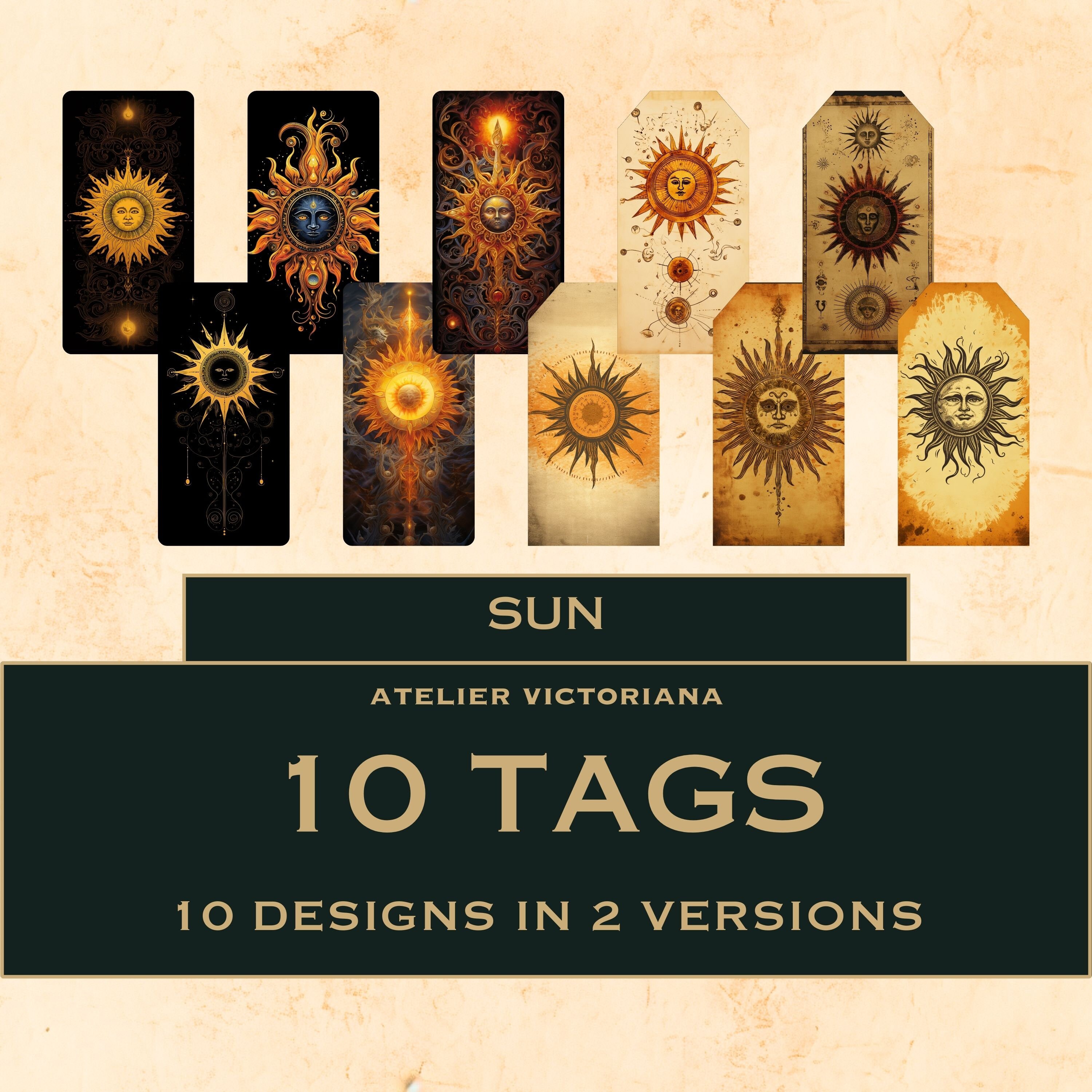 Sun Tags Ephemera Pack Printable Stationery Tags for Witchy - Etsy