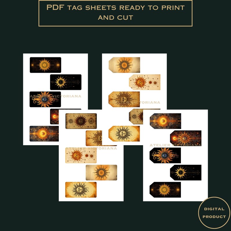 Sun Tags Ephemera Pack Printable Stationery Tags for Witchy - Etsy
