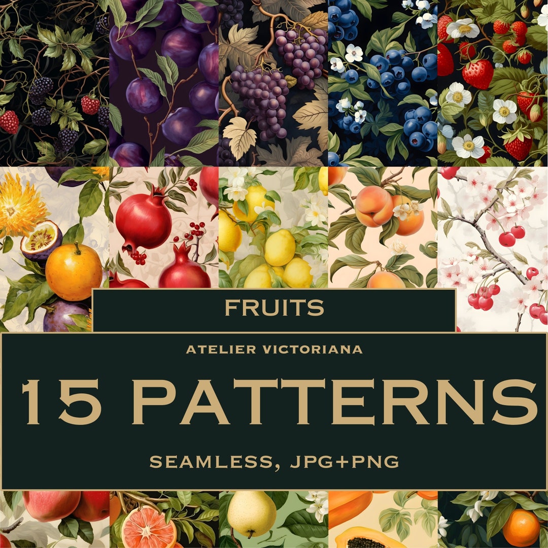 Fruits Digital Paper Pack, Seamless Patterns for Decoupage Papers and ...