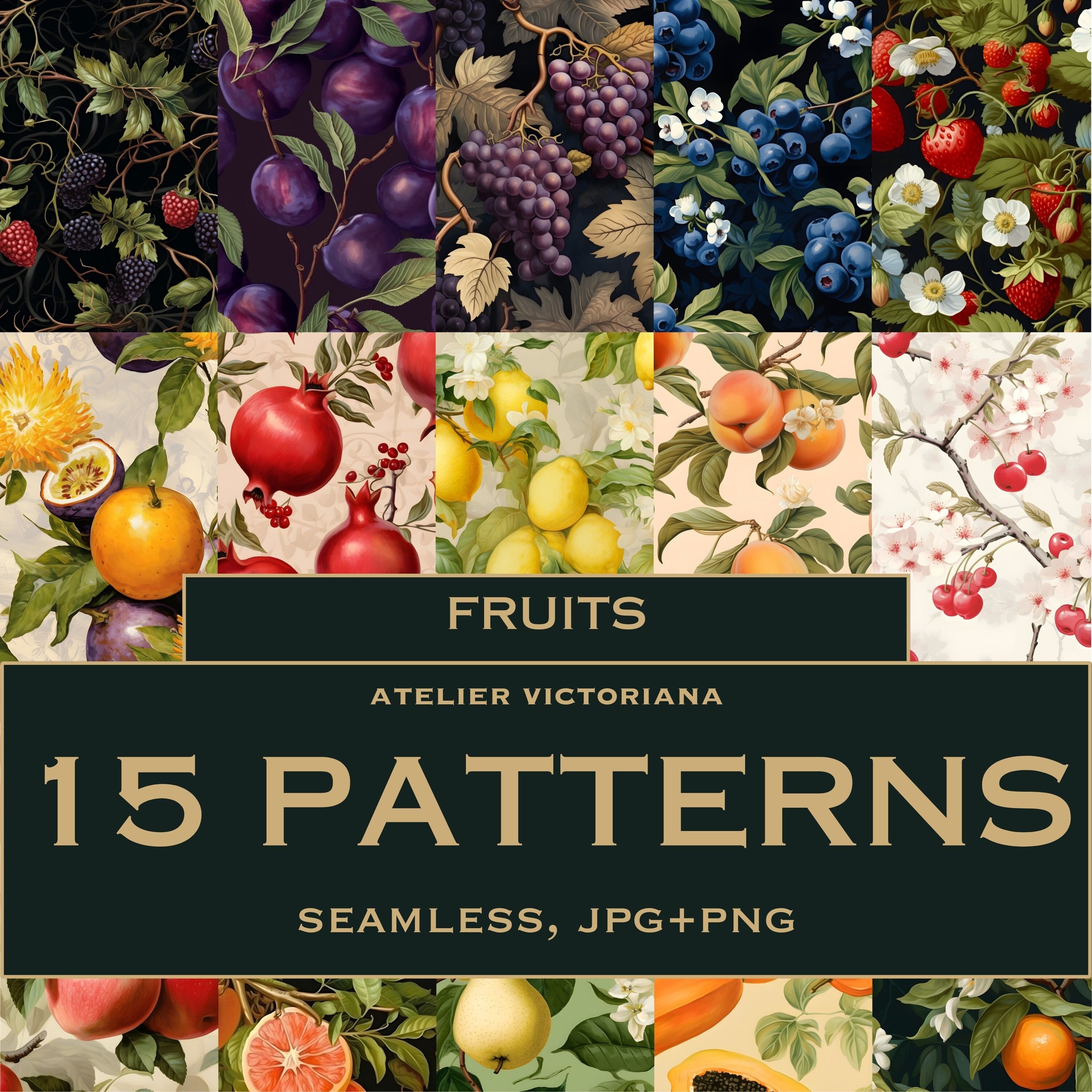 Fruits Digital Paper Pack, Seamless Patterns for Decoupage Papers and ...