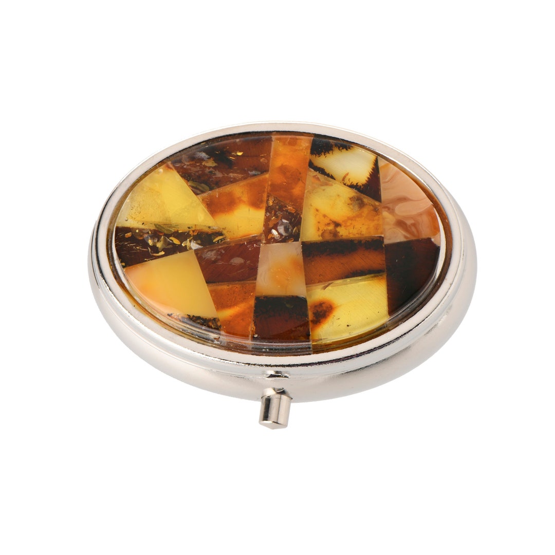 Oval Amber Pill Box / Baltic Amber Oval Amber Pill Box - Etsy