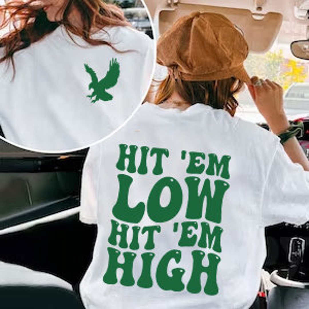 Hit 'em Low Hit 'em High Eagles Crewneck I Kelly Green - Etsy