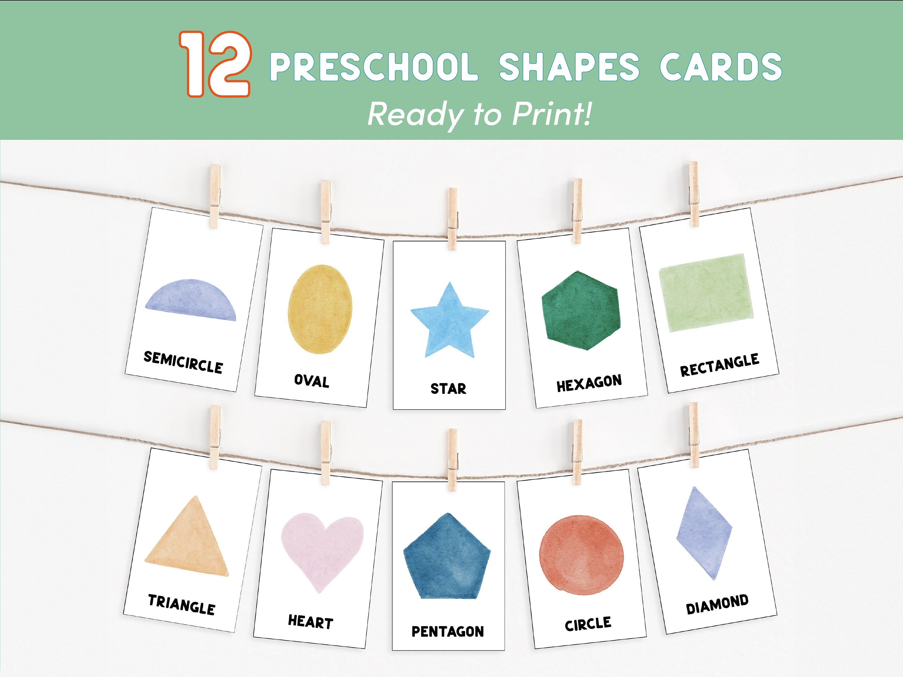 12 Rainbow Shapes Flashcards DIGITAL Download Preschool - Etsy