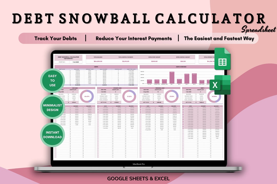 Debt Snowball Calculator Spreadsheet Google Sheets Debt Payoff Tracker ...