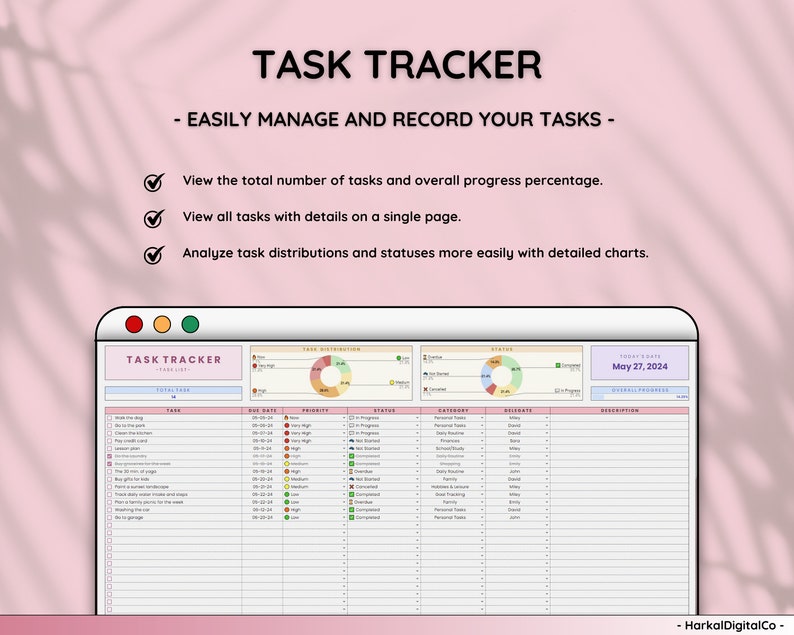 To Do List, Task Tracker, Excel, Google Sheets Template, Productivity ...