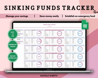 Sinking Funds Tracker Spreadsheet for Google Sheets, Savings Tracker ...