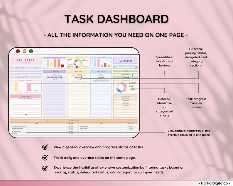 To-do List Task Tracker, Excel Google Sheets Template (digital Download) - Etsy