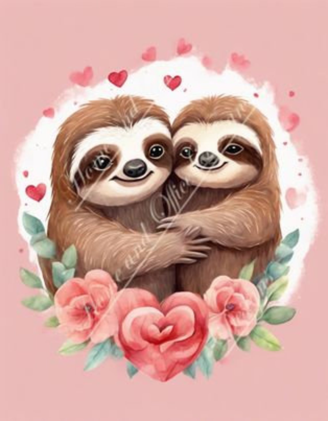 Sloths in Love - Collection of 5 High Quality Clipart - 300 Dpi Jpg ...