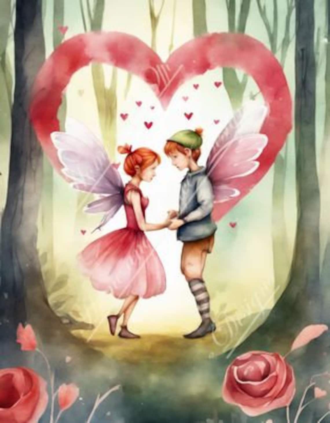Fairies in Love- Collection of 5 High Quality Clipart - 300 Dpi Jpg ...